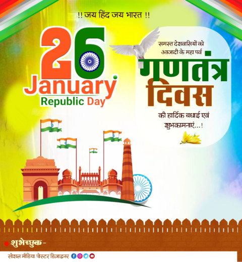 🔥26 January Gantantar Divash Ki Shubhkamnaye Banner Background ...