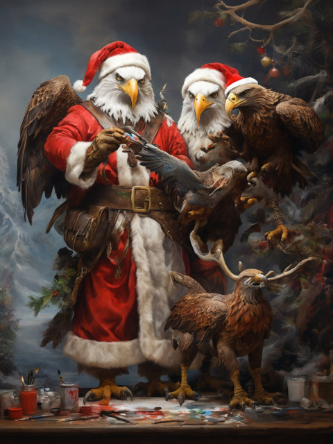 🔥An Eagle Dressed like Santa Claus Background HD Wallpaper Image ...