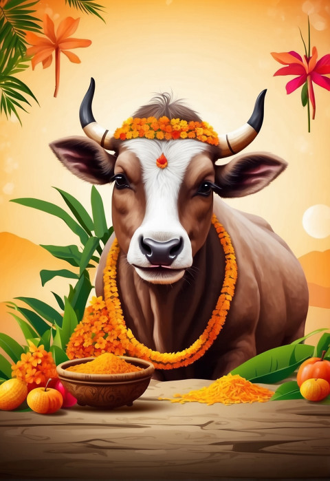 🔥CB Pongal Background Festival Images With Cow Photo | PngBackground