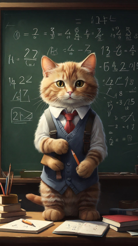 🔥Drawings Of a cat teaching math On Board Wallpaper Free | PngBackground