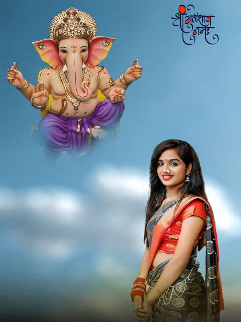 🔥Ganesh Chaturthi With Girl Ganpati Bappa HD Background For PicsArt ...