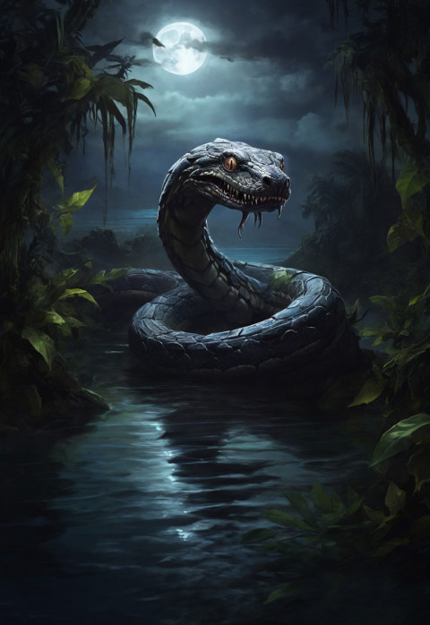 🔥Giant snake creature emerging from water background HD Images ...
