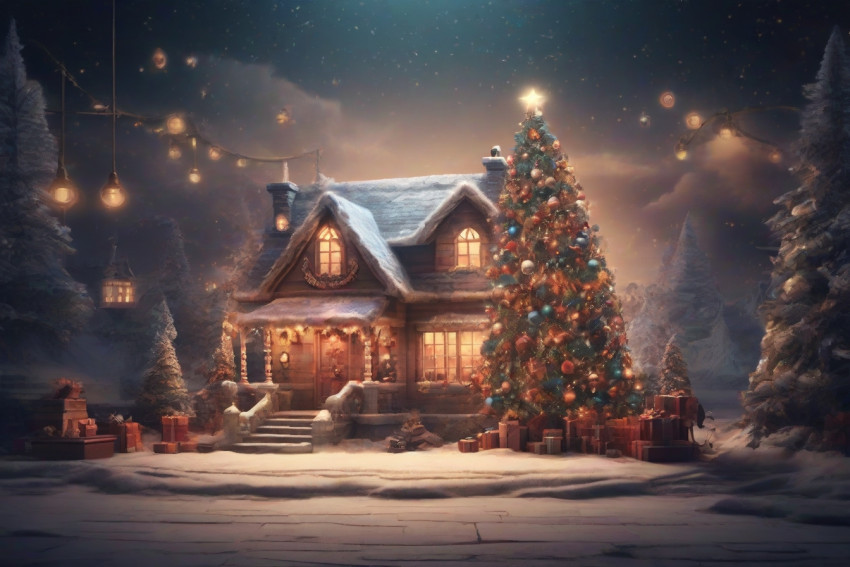 🔥Merry Christmas Background Light Effect House Wallpapers For Desktop ...