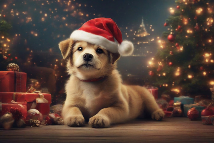 🔥Merry Christmas Background With Cute Dog Images For Desktop Wallpapers ...