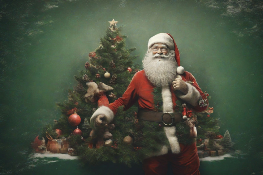 🔥Merry Christmas Background With Snowfall Santa Claus Face Image HD ...