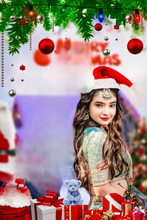 🔥Merry Christmas Photo Editing Background With Girls | PngBackground