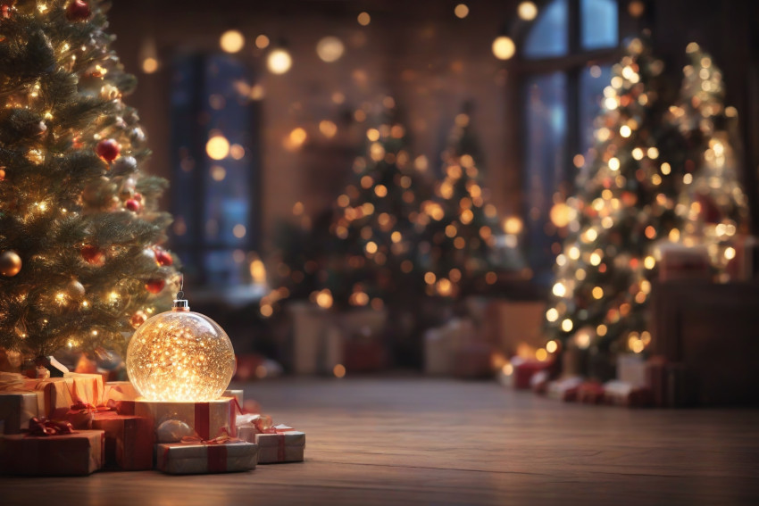 🔥Merry Christmas Tree Light Ball And Gift in House Wallpaper For ...