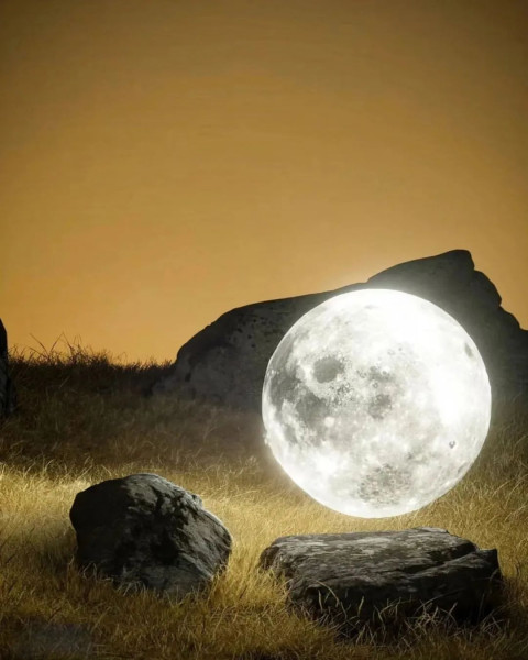 🔥Night Sky Moon with Big Rock Cool Backgroud Edit Pictures | PngBackground