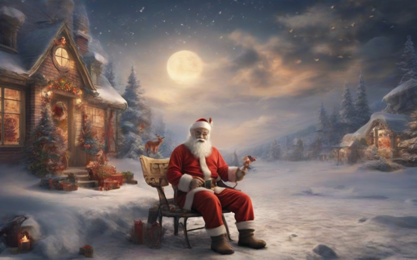 🔥Santa Claus Wallpaper Outdoor In Night Christmas Background ...