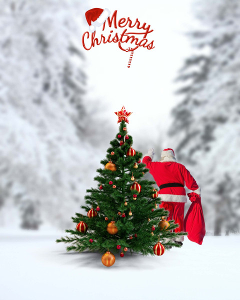 🔥Snowfall With Christmas Tree Editing HD Background Free | PngBackground